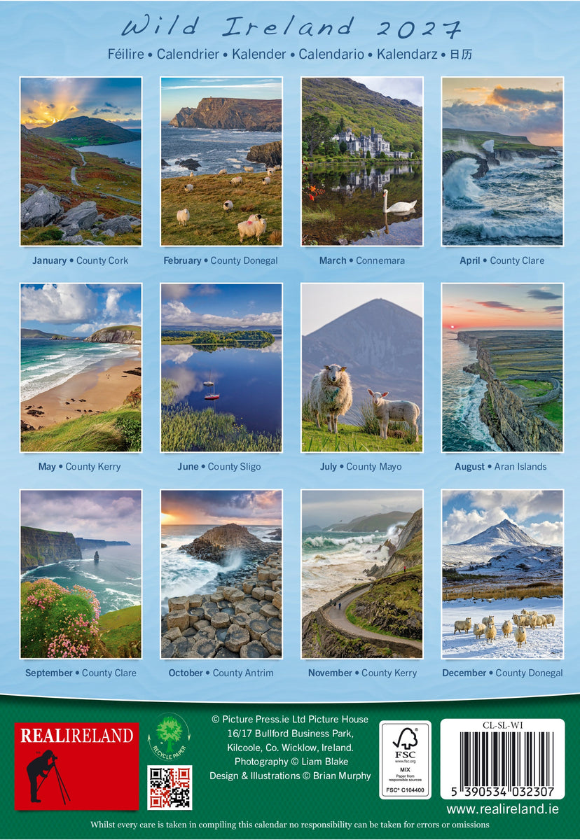 Slim Wild Ireland Calendar 2027 – Irish Calendars